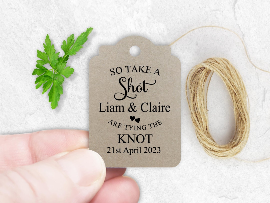 Personalized Wedding Favour Tags, so Take A Shot, Miniature Bottle ...