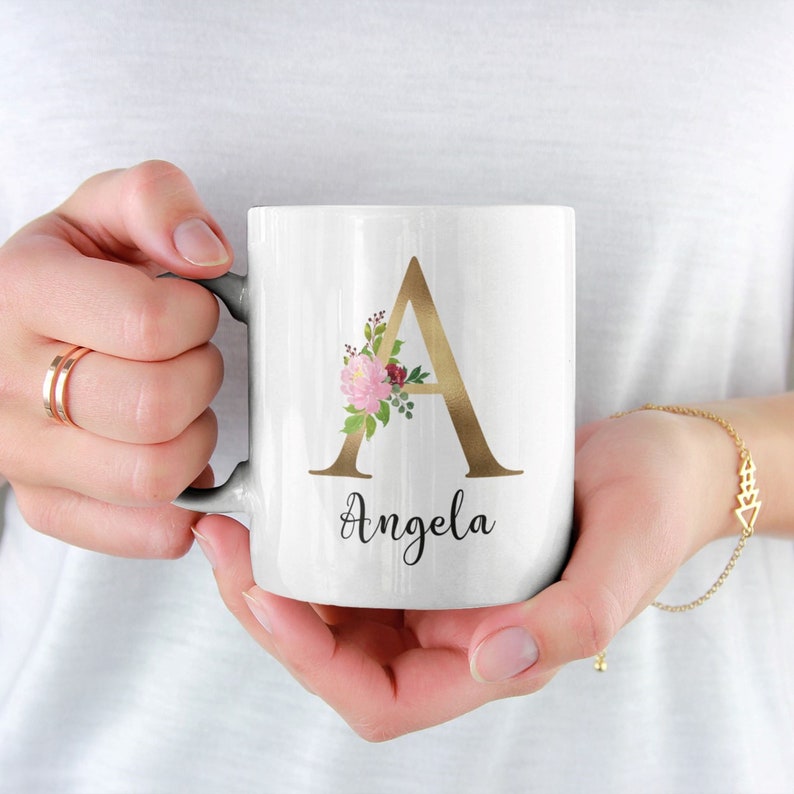 Taza Personalizada Con Inicial Personalizado Nombre Taza Etsy