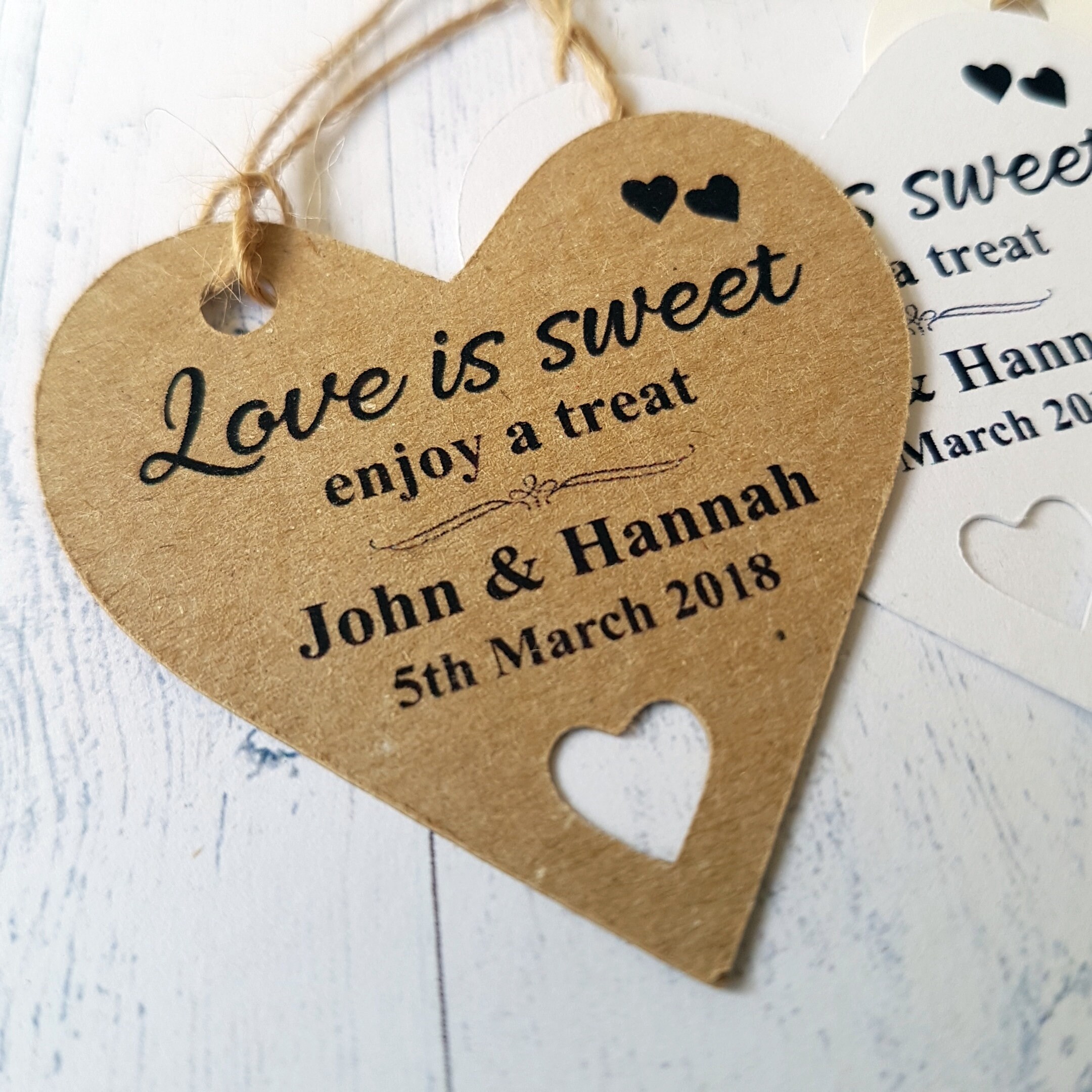 Personalised Wedding Favour Gift Tags Love Is Sweet Enjoy A | Etsy