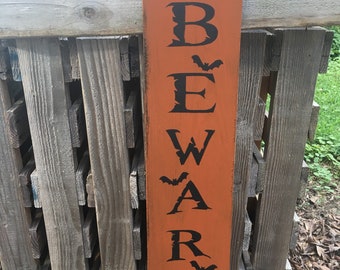 Beware Halloween Sign - Etsy