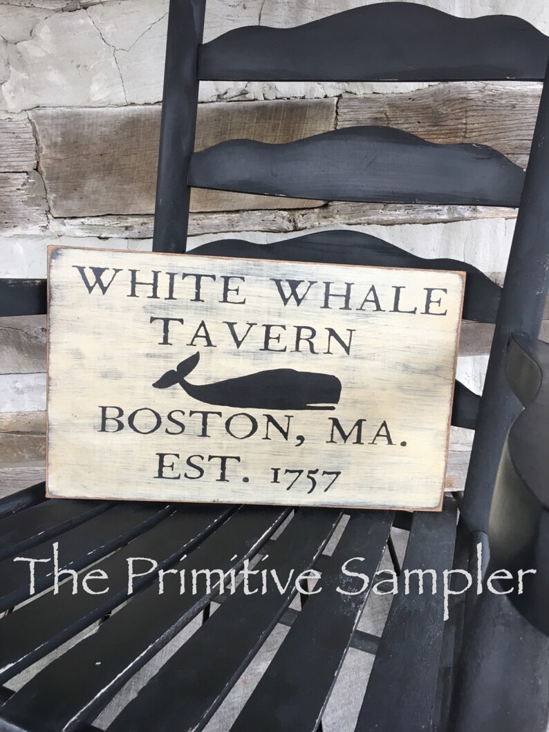 Whale Tavern Sign 11x18 Whale Tavern Colonial Tavern White - Etsy