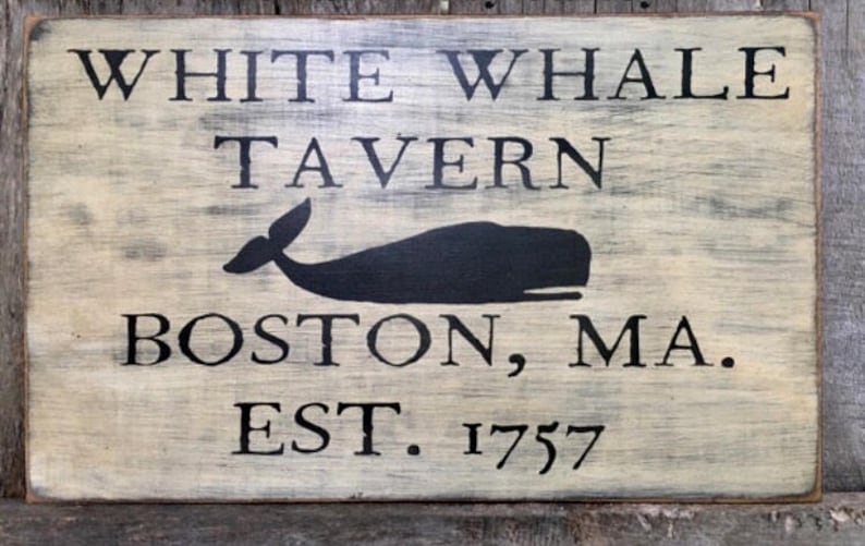Whale Tavern Sign 11x18 Whale Tavern Colonial Tavern White - Etsy