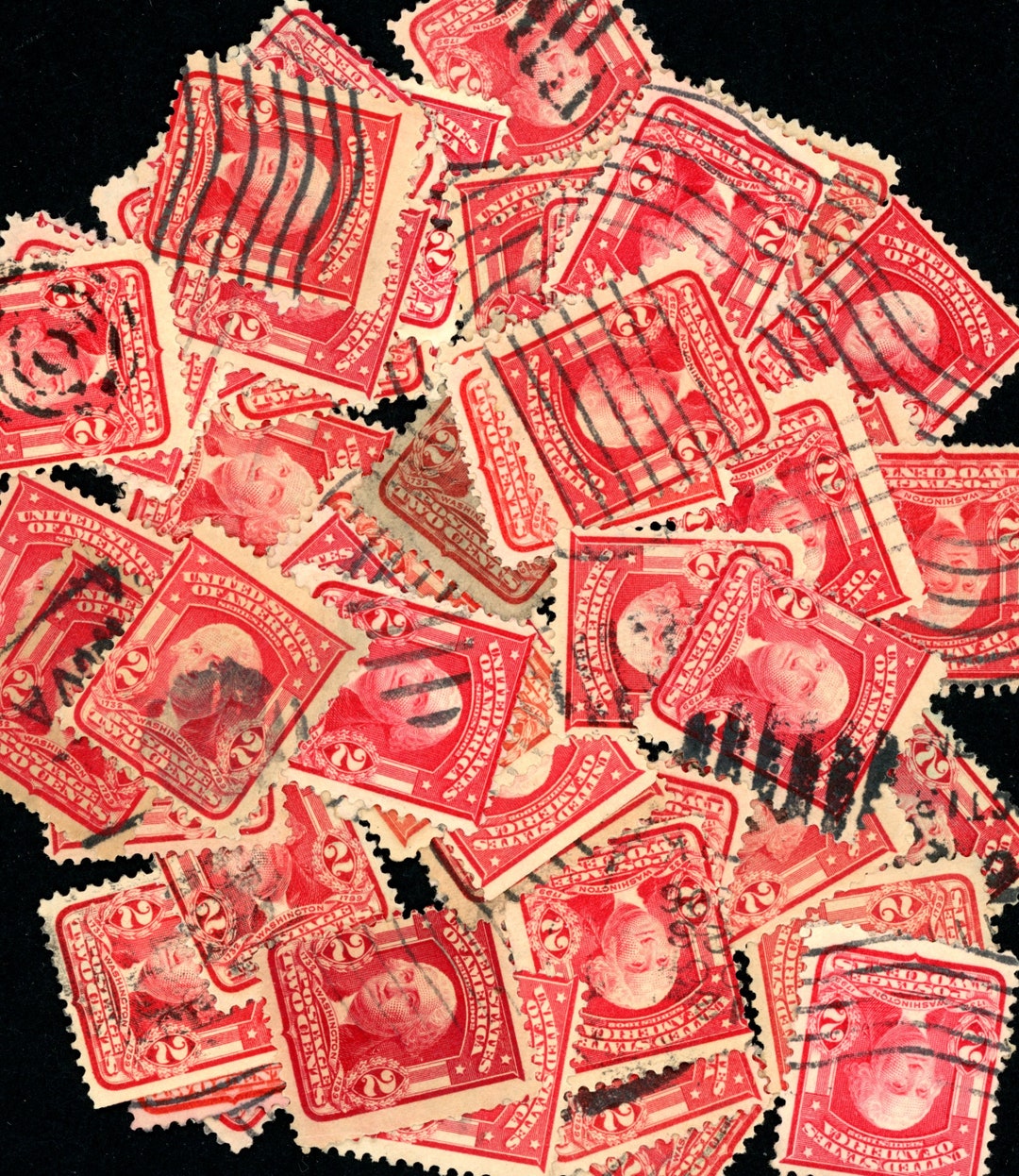 US A129 Used 2c Red George Washington A Mixed Lot of Vintage Postage ...