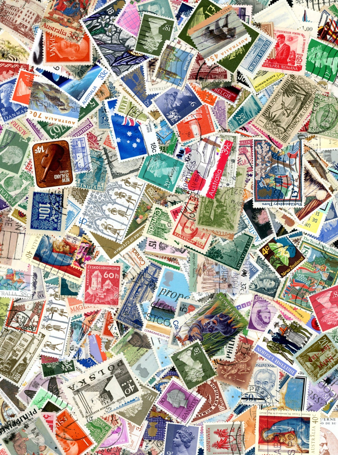 World Wide Postage Stamps - A Mixture of off Paper Vintage Stamps, (see ...