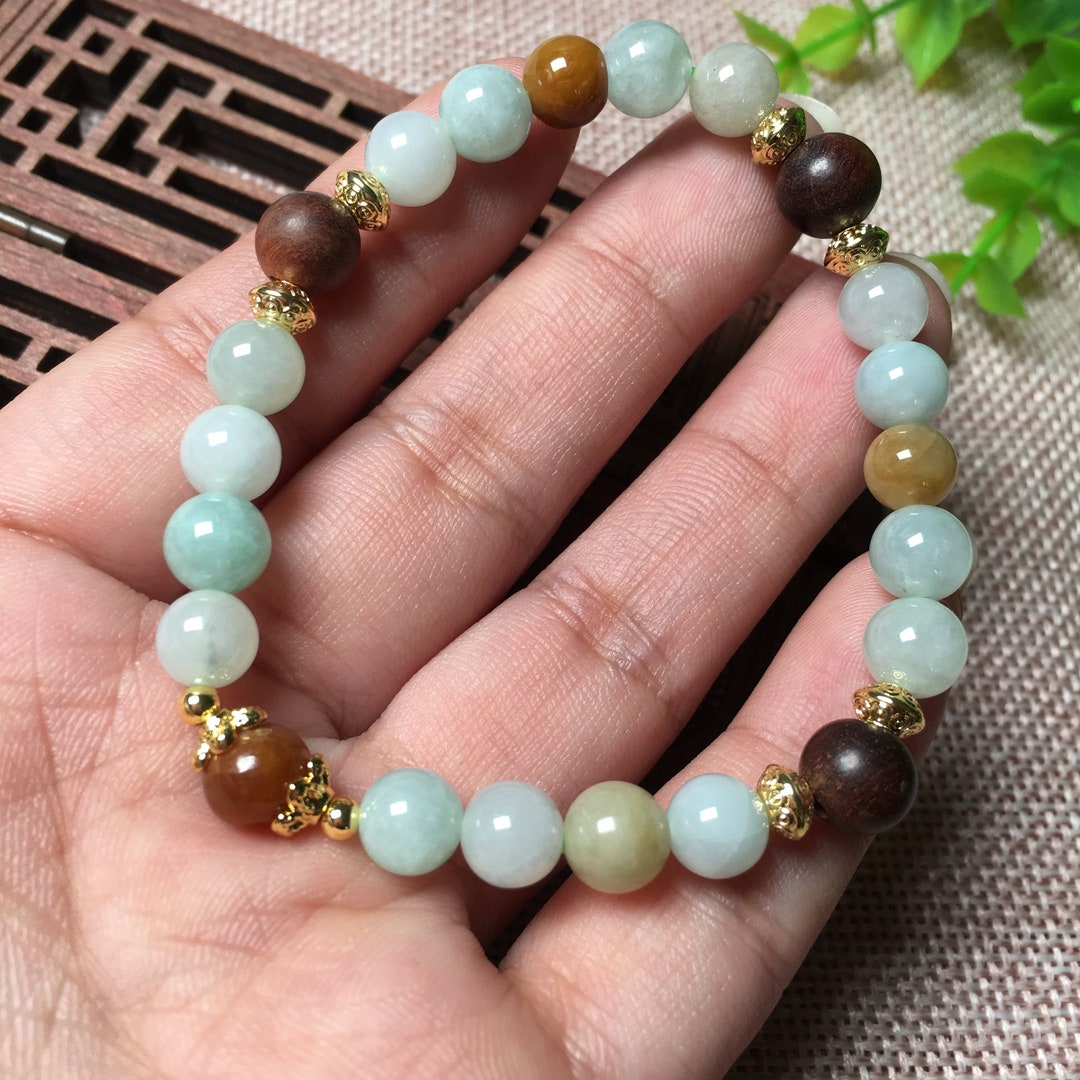 Hand-woven Natural AAA Grade Three-color Jadeite Ball Bracelet - Etsy