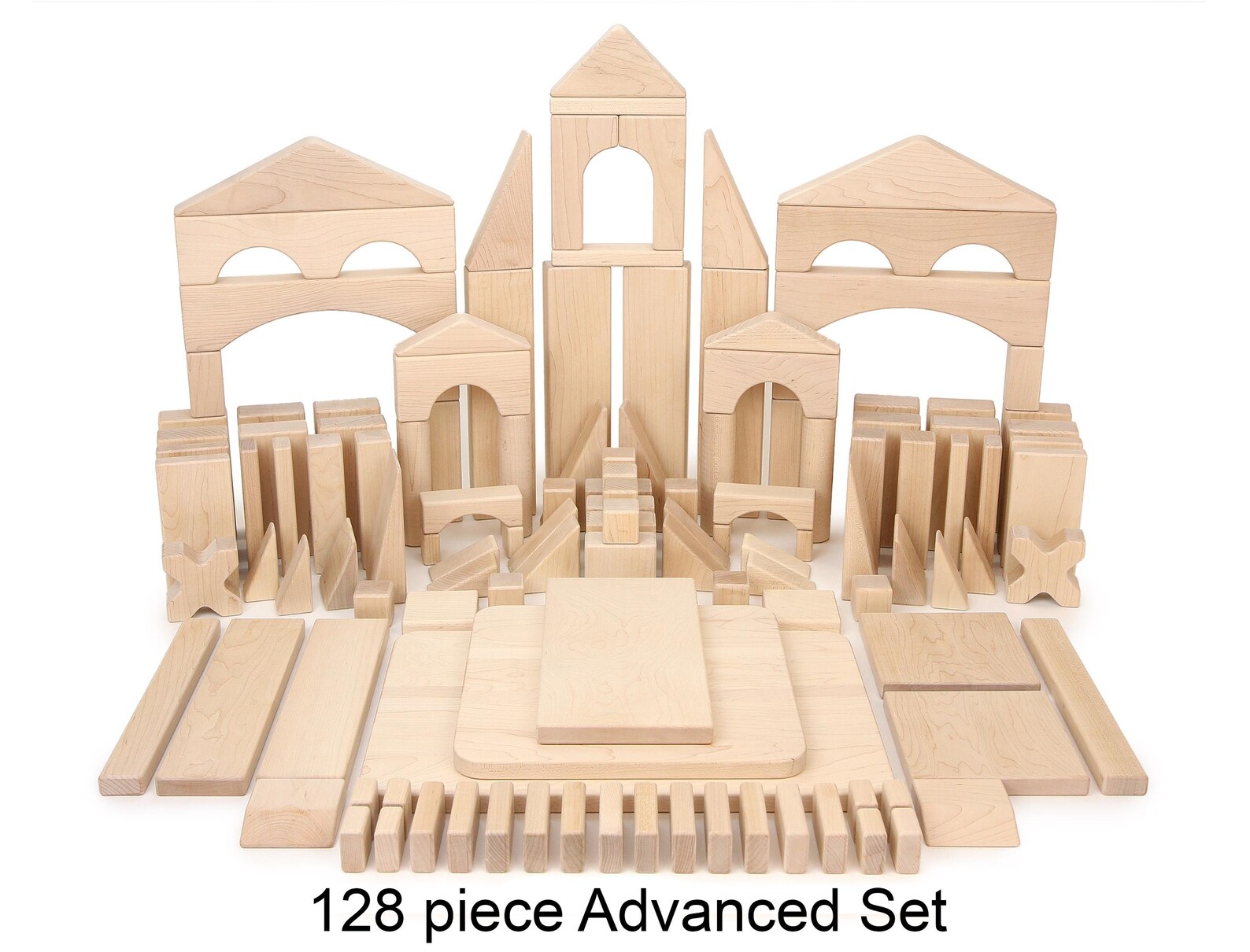 Solid Maple Wooden Building Blocks for Kids, Premium Preschool ...