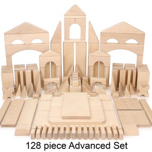 Solid Maple Wooden Building Blocks for Kids, Premium Preschool ...