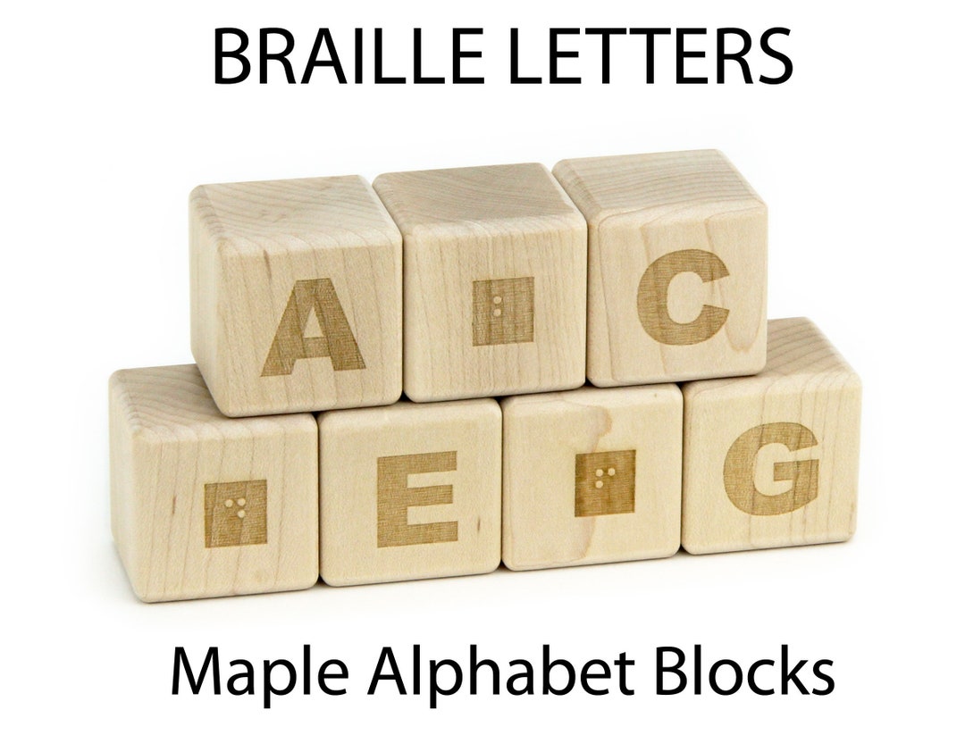 28 Pc Braille Letter Maple Alphabet Blocks | Double-sided Uppercase ...