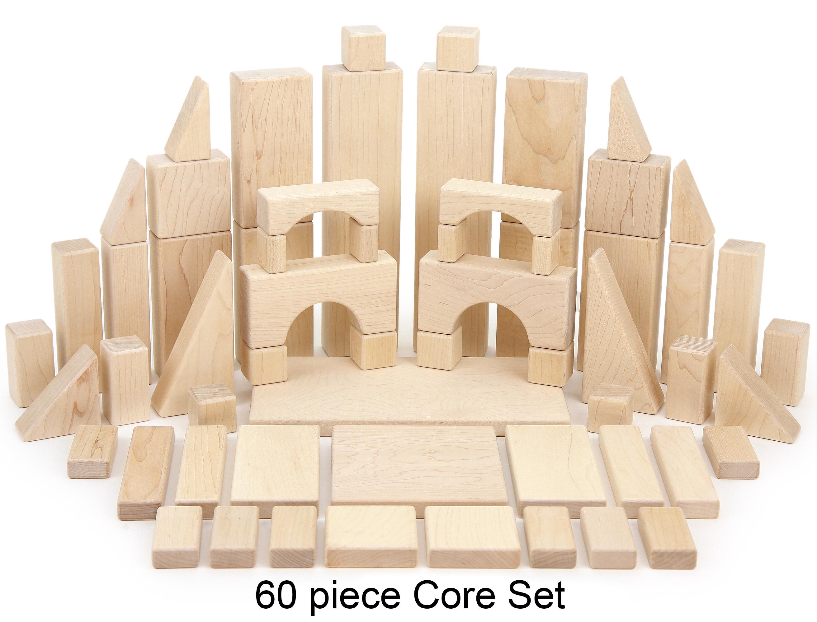 Solid Maple Wooden Building Blocks for Kids, Premium Preschool ...