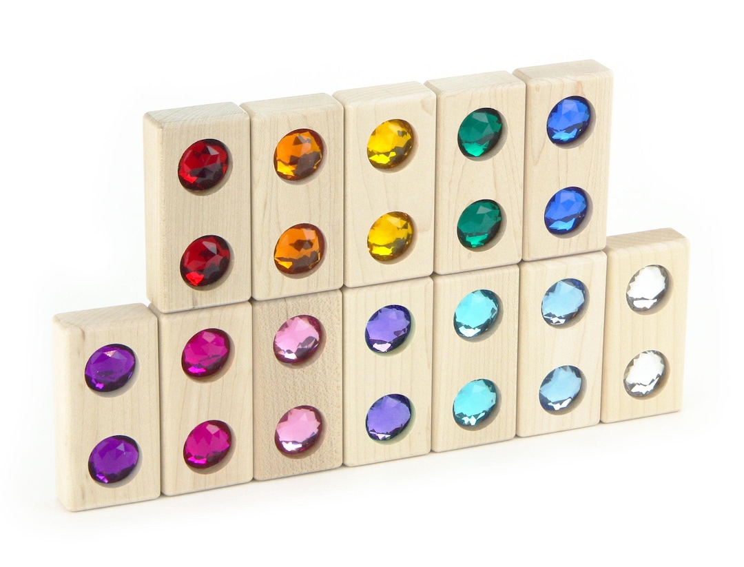 12 Piece Double Gem Building Blocks | Kids Solid Maple Wood Rainbow ...