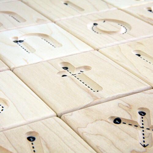 Double-sided Maple Cursive Letter Tracing Tiles Wood - Etsy