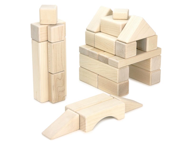 34 Piece Junior Builder Block Set | Solid Hard Maple Wooden Unit Blocks ...