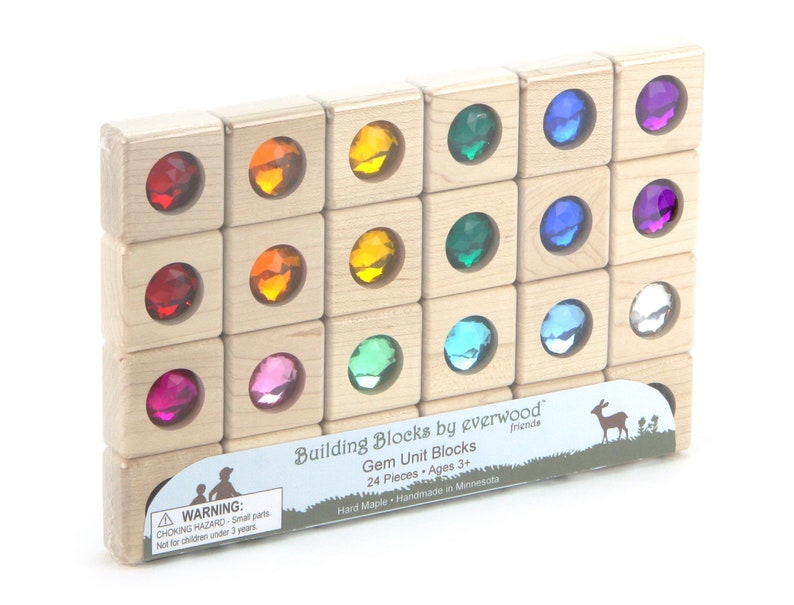 24 Pc Gem Building Blocks Maple Unit Blocks Jewel Blocks - Etsy