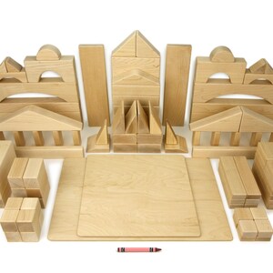 98 Piece Deluxe Maple Unit Blocks | Solid Wooden Toy Building Set for ...