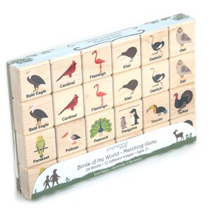 Birds of the World Memory Game 24 Blocks | Wood Memory Game for Kids ...