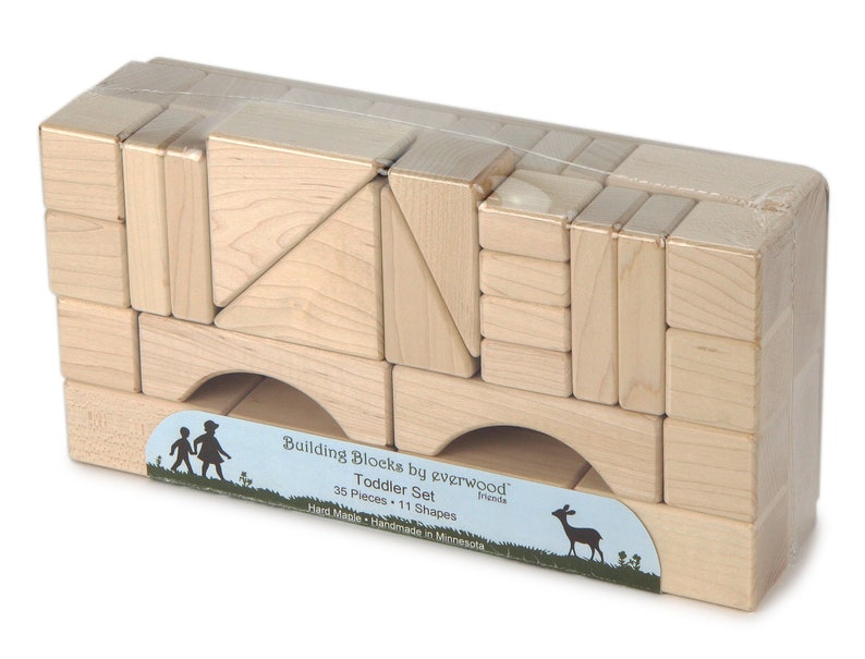 34 Piece Junior Builder Block Set | Solid Hard Maple Wooden Unit Blocks ...