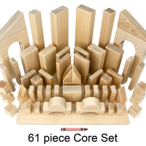 Solid Maple Wooden Building Blocks for Kids, Premium Preschool ...