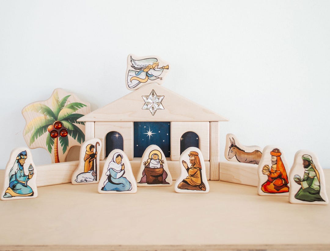 Nativity Crèche Deluxe Building Block Set | Handmade Solid Hard Maple ...