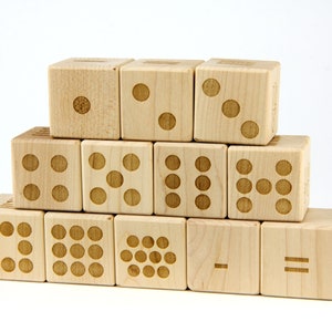 12 Pc Number Blocks in 6 Number Styles | Solid Maple Unit Building Set ...