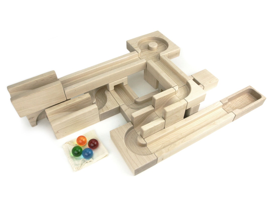 23 Pc Core Ball Run Unit Block Set | Hard Maple Natural Wood Blocks ...