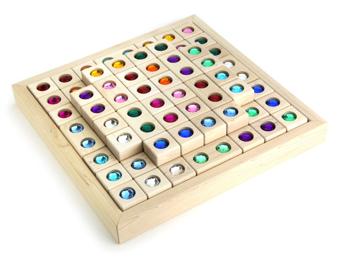 60 Pc Gem Block Collection With Tray Maple Unit Blocks Jewel - Etsy
