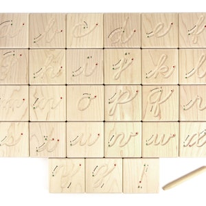 Double-sided Maple Cursive Letter Tracing Tiles | Wood Uppercase ...