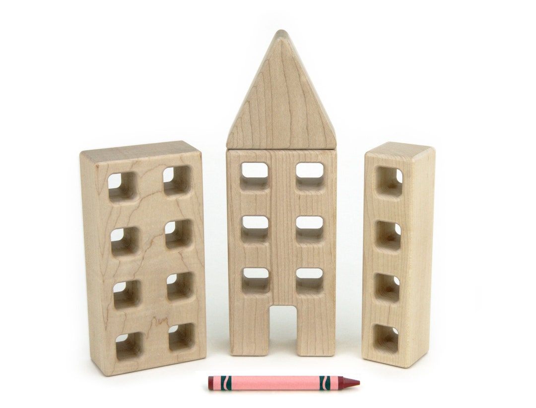 4-piece Skyscraper Set - Little Town Building Blocks | Solid Wood Maple ...