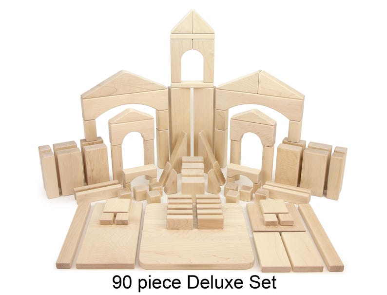 Solid Maple Wooden Building Blocks for Kids, Premium Preschool ...