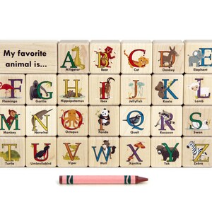Animal Letters Maple Alphabet Blocks | 27 Piece Solid Wooden ABC Set ...