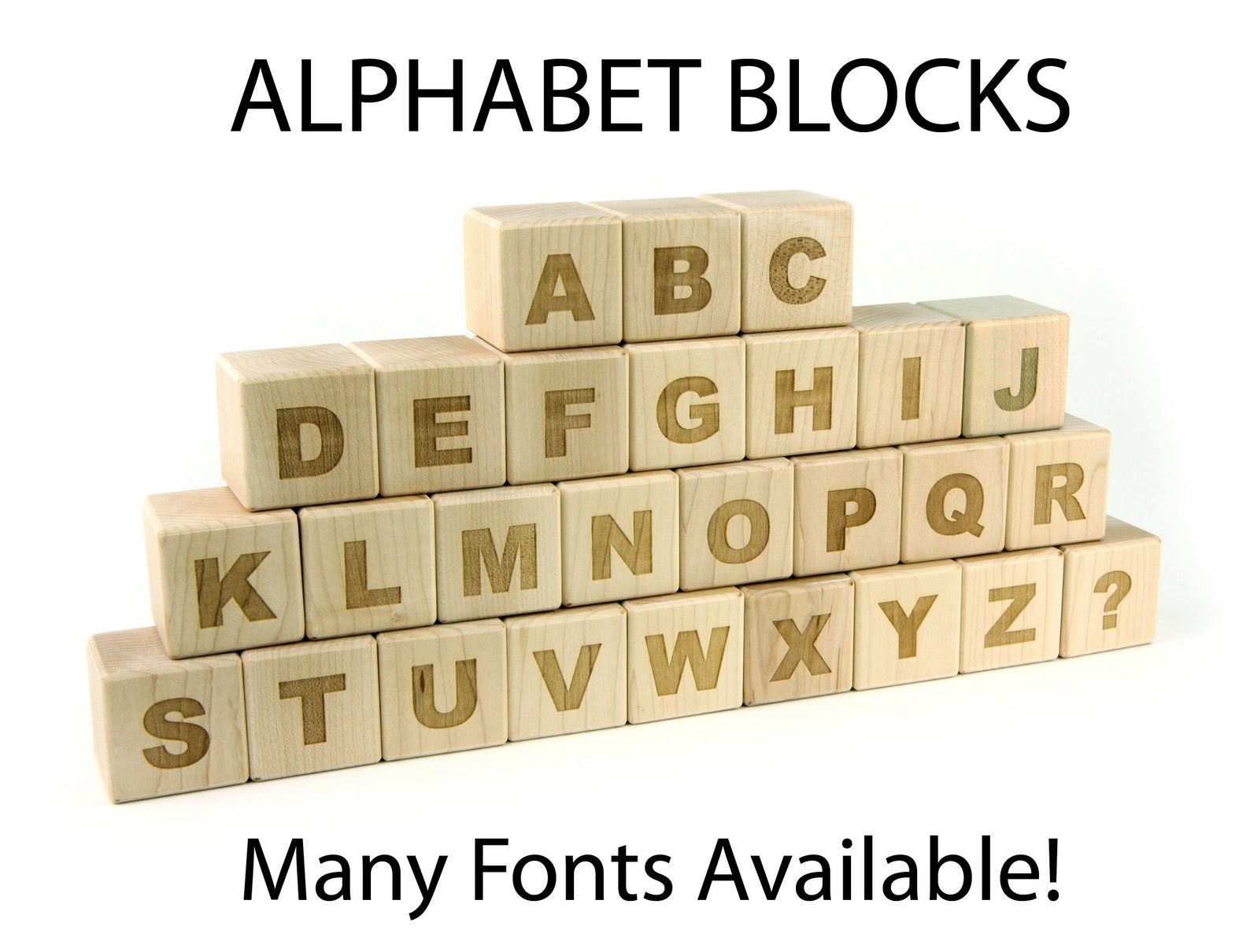 27 Pc Maple Alphabet Blocks Engraved Wood ABC Blocks Wooden - Etsy