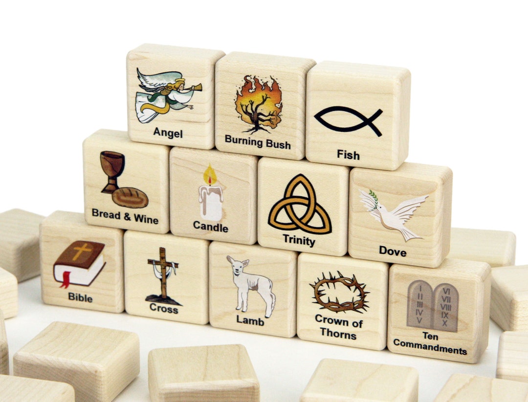 Christian Faith Memory Game 24 Blocks | Solid Maple Matching Game Kids ...