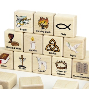 Christian Faith Memory Game 24 Blocks | Solid Maple Matching Game Kids ...