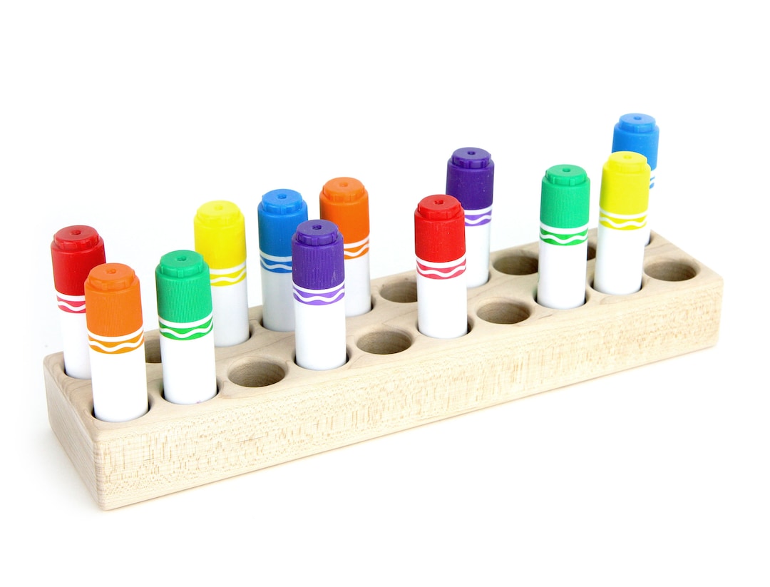 Paint Stick Marker Holder | Personalized Solid Maple 20-hole Wooden ...