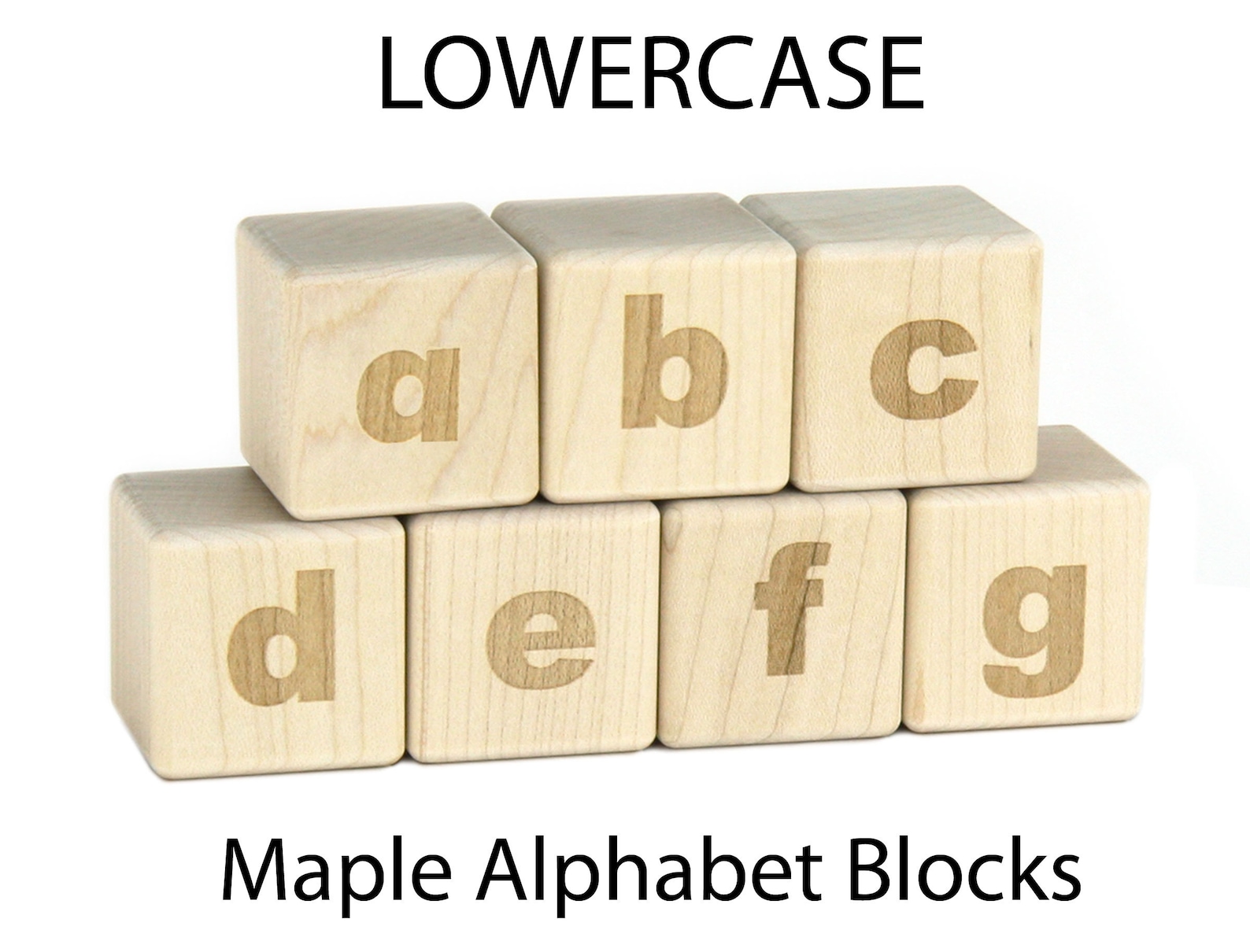 28 Pc Lowercase Maple Alphabet Blocks | Engraved Wood ABC Letter Set ...