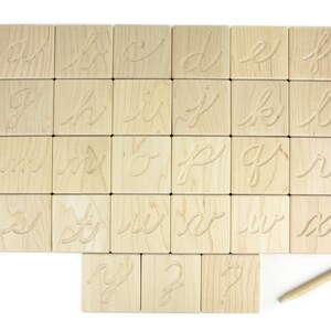 Double-sided Maple Cursive Letter Tracing Tiles | Wood Uppercase ...