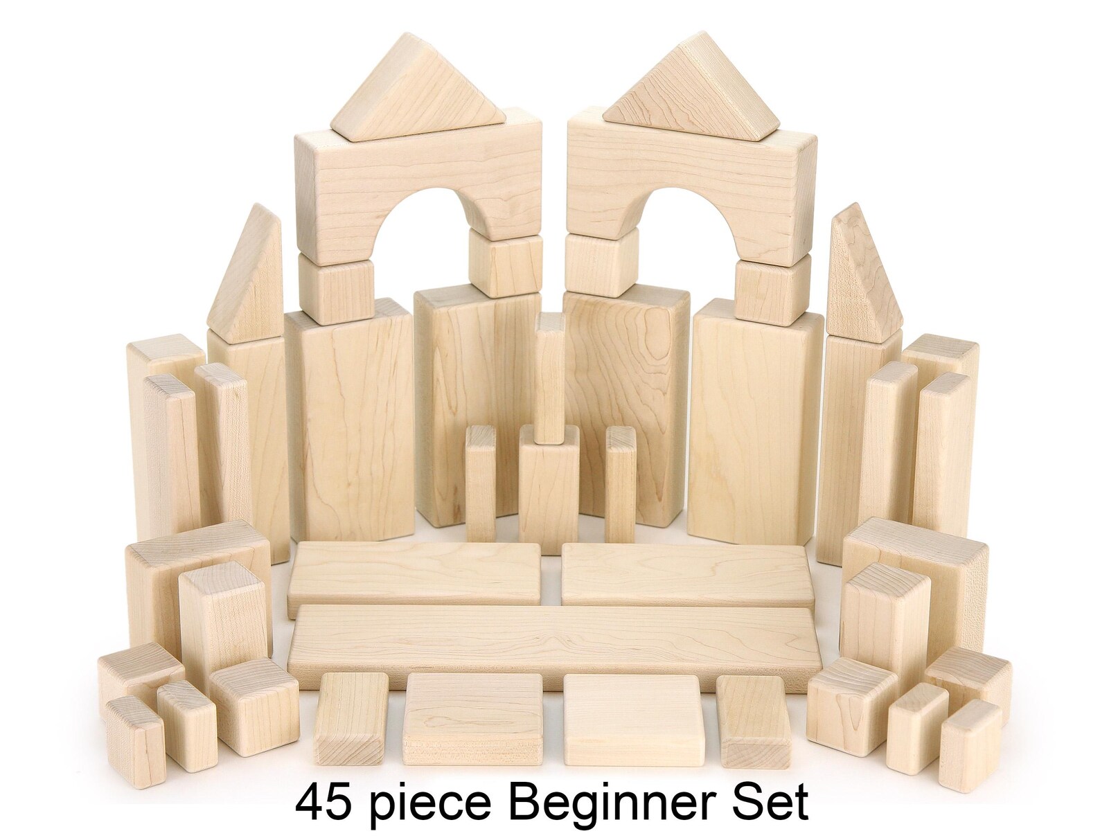 Solid Maple Wooden Building Blocks for Kids, Premium Preschool ...