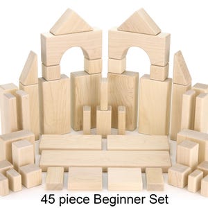 Solid Maple Wooden Building Blocks for Kids, Premium Preschool ...