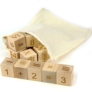 12 Pc Number Blocks in 6 Number Styles Maple Building Blocks With ...