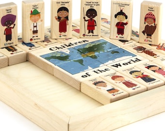 24 Pc Children of the World Building Blocks Solid Maple Blocks Kids ...