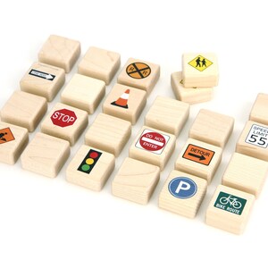 Road Signs Memory Game 24 Blocks | Wood Memory Game for Kids Matching ...
