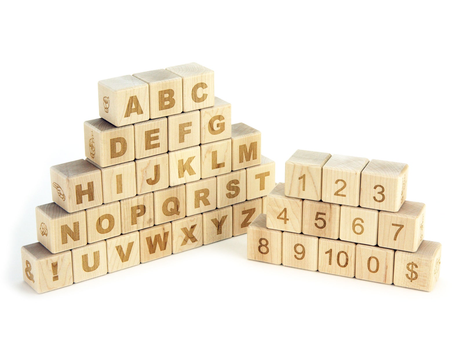 Combo ABC Number Blocks With Braille & ASL Alphabet Blocks | Etsy