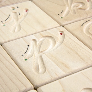 Double-sided Maple Cursive Letter Tracing Tiles | Wood Uppercase ...
