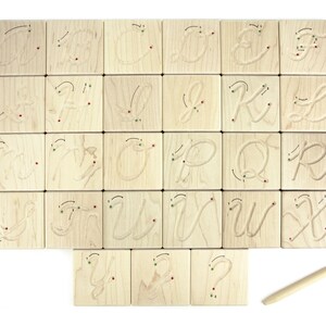 Double-sided Maple Cursive Letter Tracing Tiles | Wood Uppercase ...