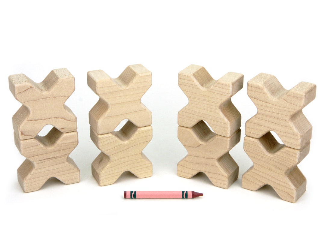 8-piece Chunky X-block Solid Maple Building Blocks - Etsy