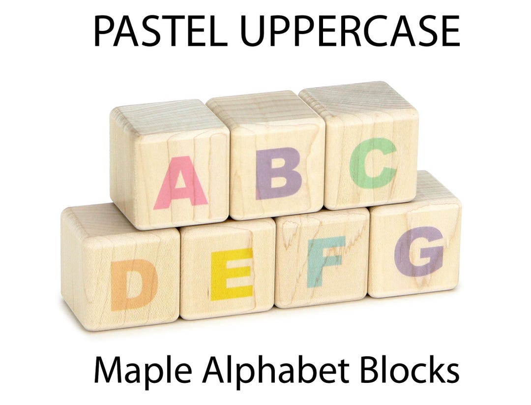 28 Pc Pastel Uppercase Letters Solid Maple Alphabet Blocks ...