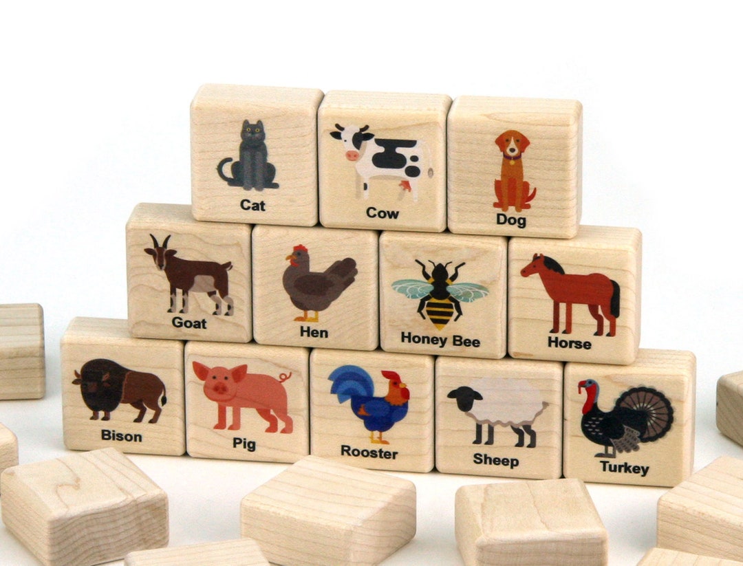 Farm Animals Color Memory Game 24 Blocks | Wood Memory Game for Kids ...