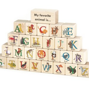 Animal Letters Maple Alphabet Blocks | 27 Piece Solid Wooden ABC Set ...
