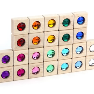 24 Pc Gem Building Blocks Maple Unit Blocks Jewel Blocks Gemstone ...