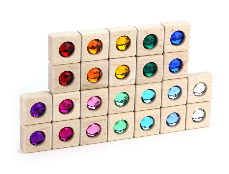 24 Pc Gem Building Blocks Maple Unit Blocks Jewel Blocks | Etsy