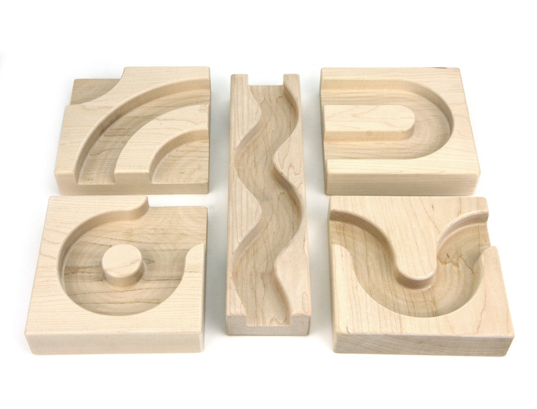 5 Pc Crazy Curves Ball Run Booster | Hard Maple Natural Wood Blocks ...